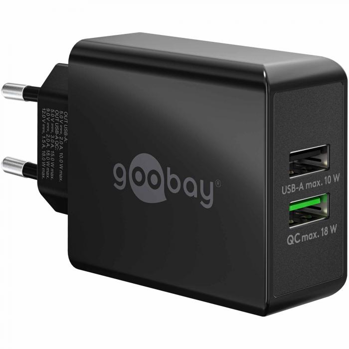 USB snabbladdare QC 3.0 28W svart | electrokit.com
