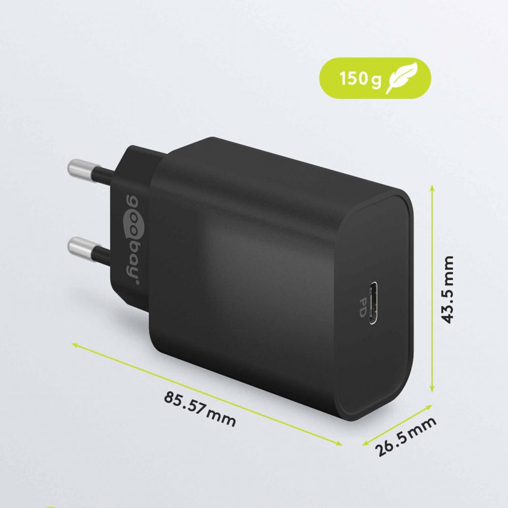 Buy USB-C PD charger 45W black at the right price @ electrokit