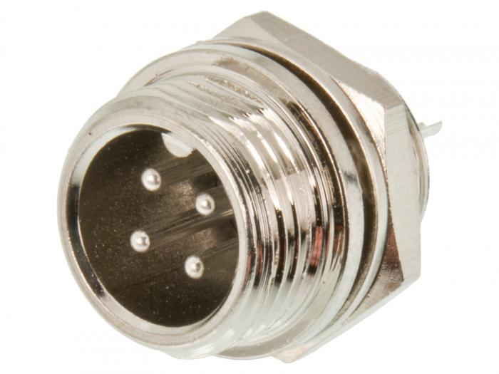 Buy Connector GX12 plug 4-pin chassi at the right price @ electrokit