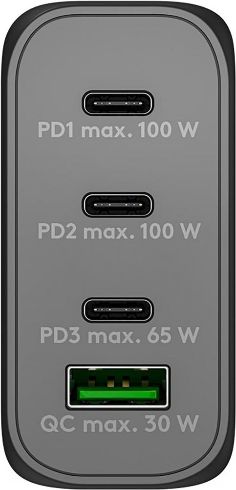 Köp USB-C PD multiport GaN laddare 100W svart till rätt pris @ electrokit