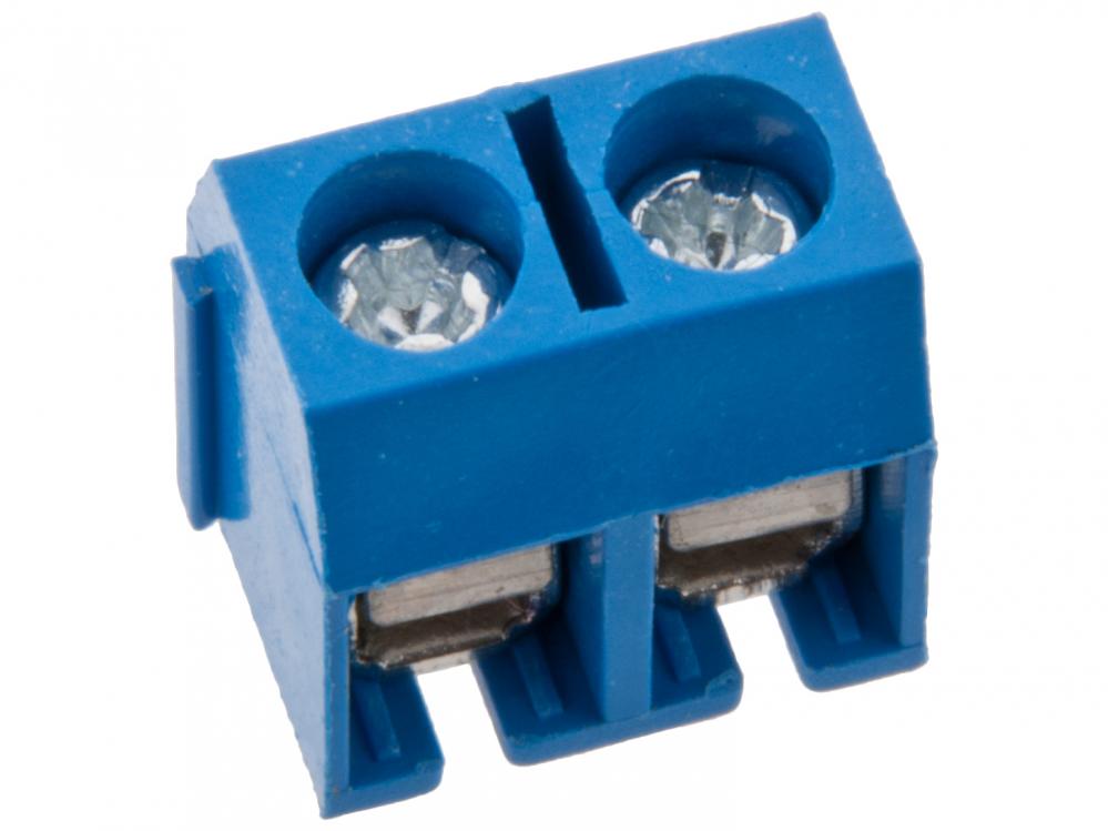 Buy Screw terminal 5mm 2-p blue at the right price @ electrokit