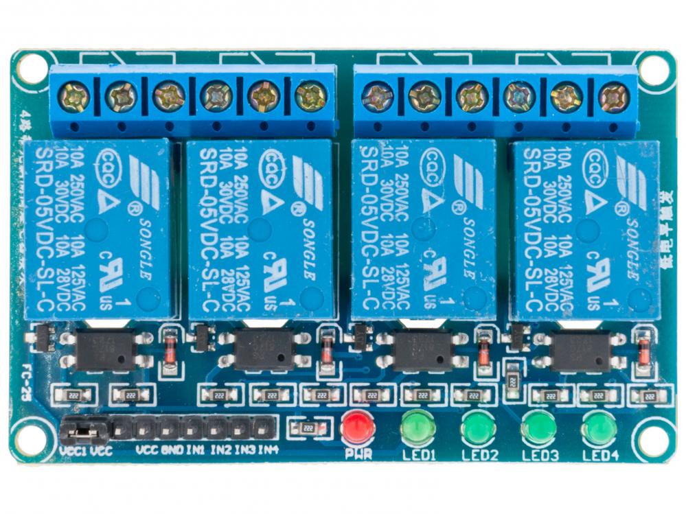 Buy Relay board x4 5V opto-isolated active low at the right price ...