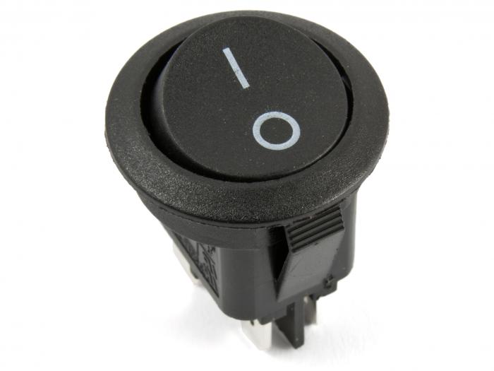 Buy Rocker switch 2-p on-off ø20mm black at the right price @ electrokit