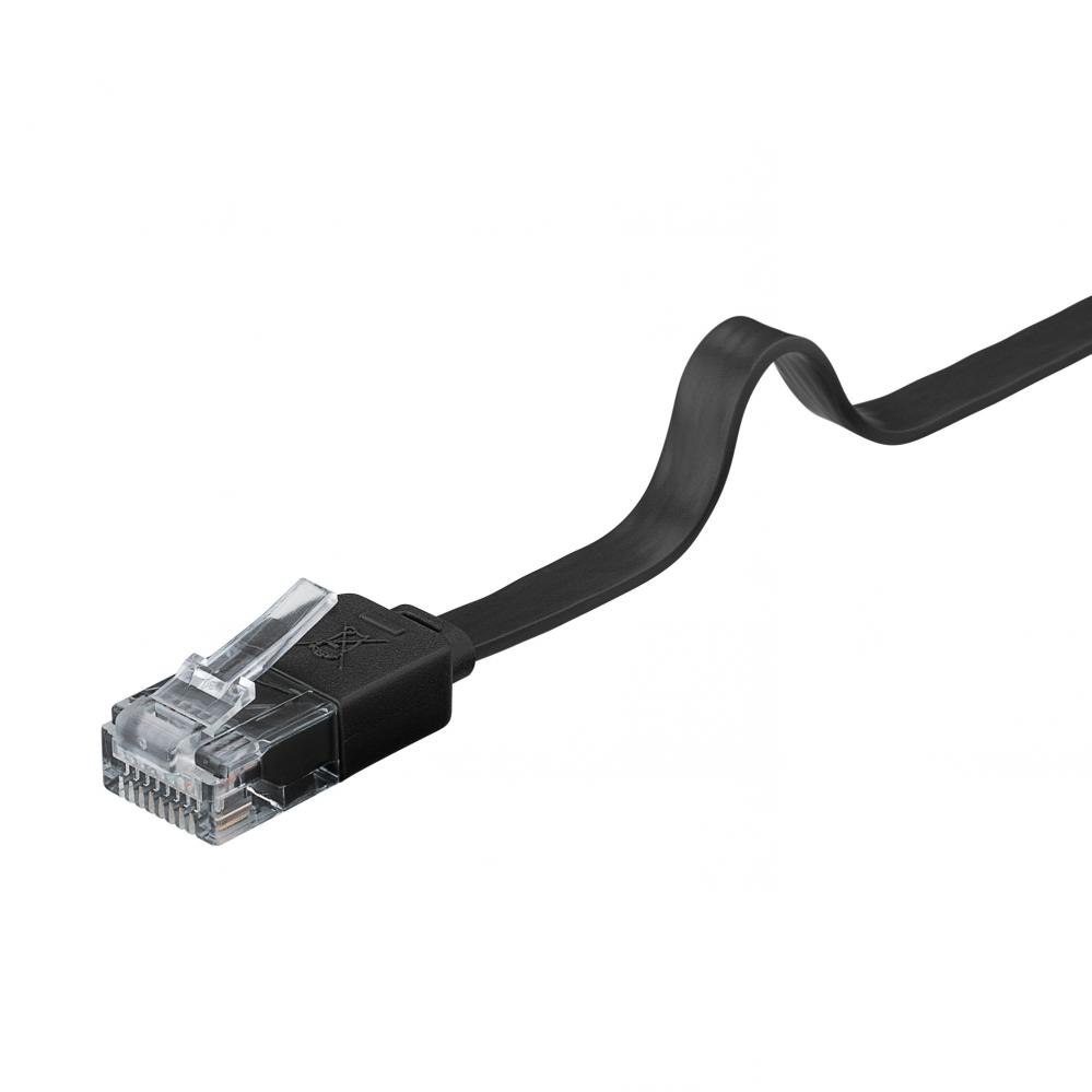Buy UTP Cat6 flat patch cable 7m black Cu at the right price @ electrokit