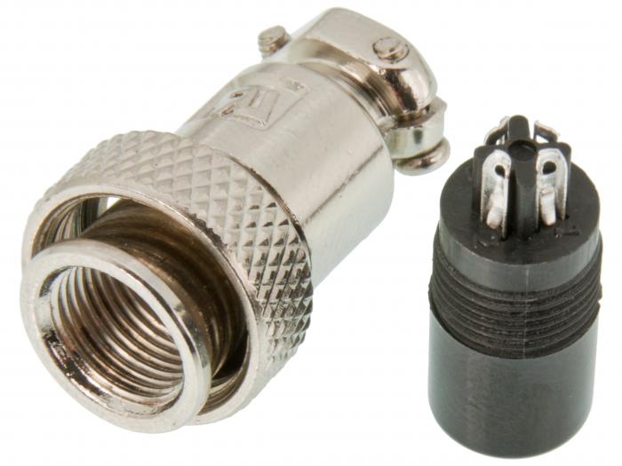 Buy Connector GX12 jack 4-pin at the right price @ electrokit