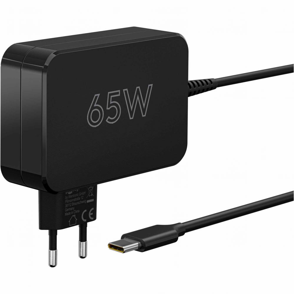 USB-C PD laddare 65W svart laptop | electrokit.com