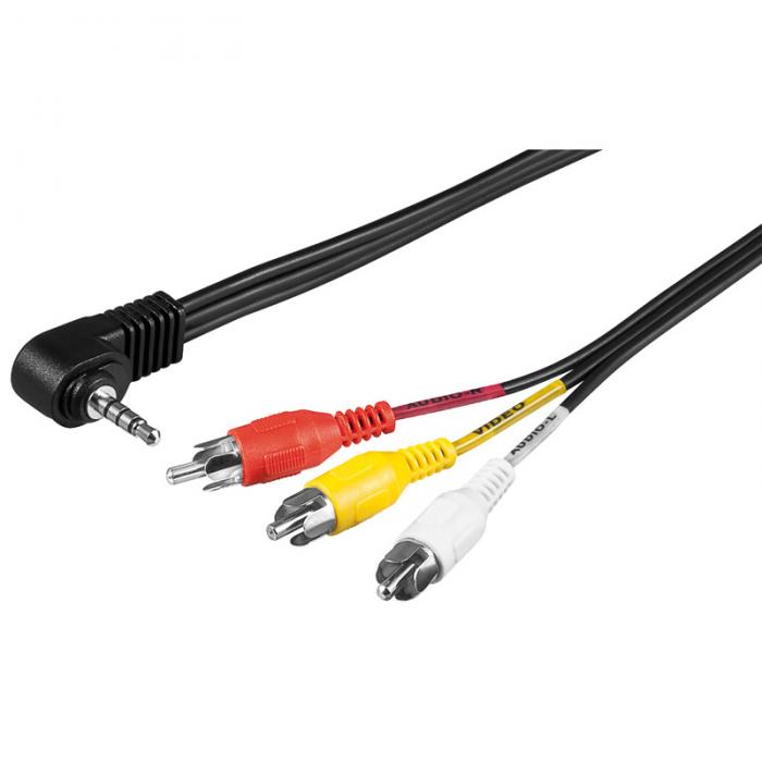 Buy AV cable 4-pole 3.5mm to 3xRCA 1.5m at the right price @ electrokit