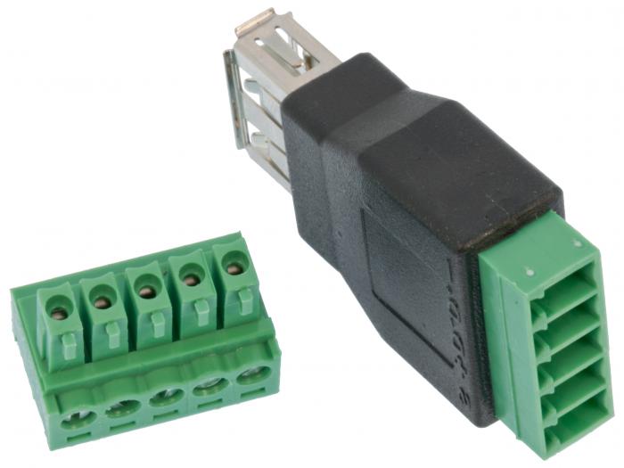 Köp Adapter USB-A hona till skruvplint 5-pol till rätt pris @ electrokit