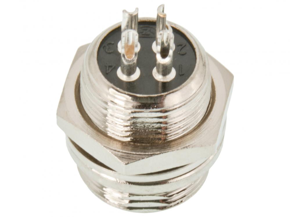 Buy Connector GX12 plug 4-pin chassi at the right price @ electrokit