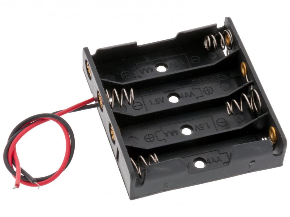 Buy Battery holder 4x AA cable at the right price @ electrokit