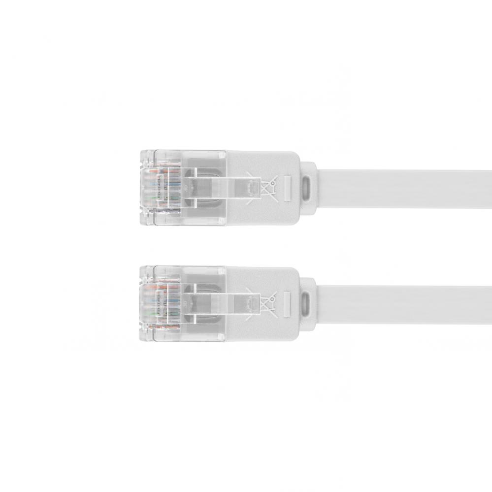 Buy UTP Cat6 flat patch cable 5m white Cu at the right price @ electrokit