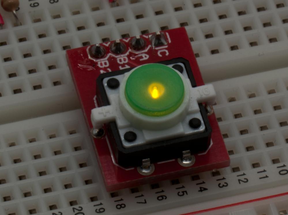 Buy Push switch PCB 12x12mm LED green at the right price @ electrokit