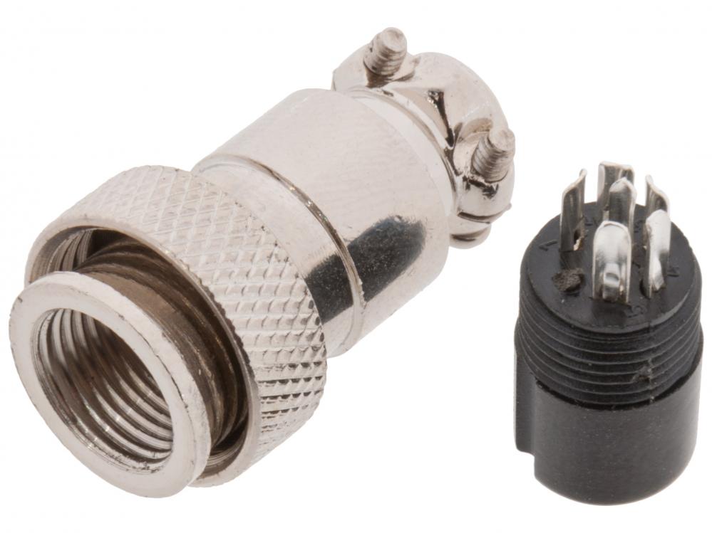 Buy Connector GX12 jack 6-pin at the right price @ electrokit