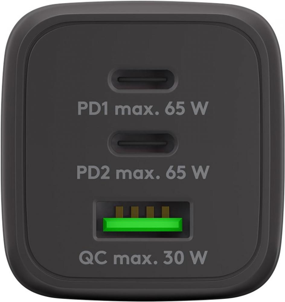 Köp USB-C PD multiport GaN laddare 65W svart till rätt pris @ electrokit