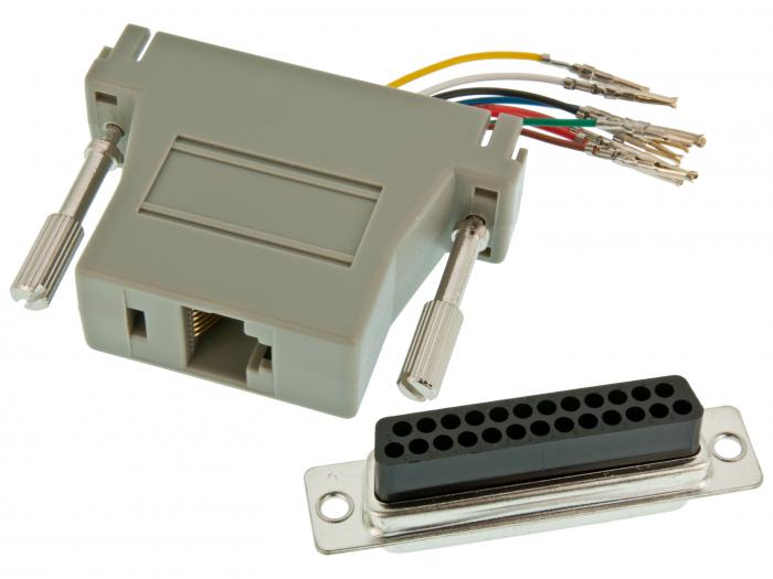 Buy Adapter D-SUB 25p female - RJ45 at the right price @ electrokit