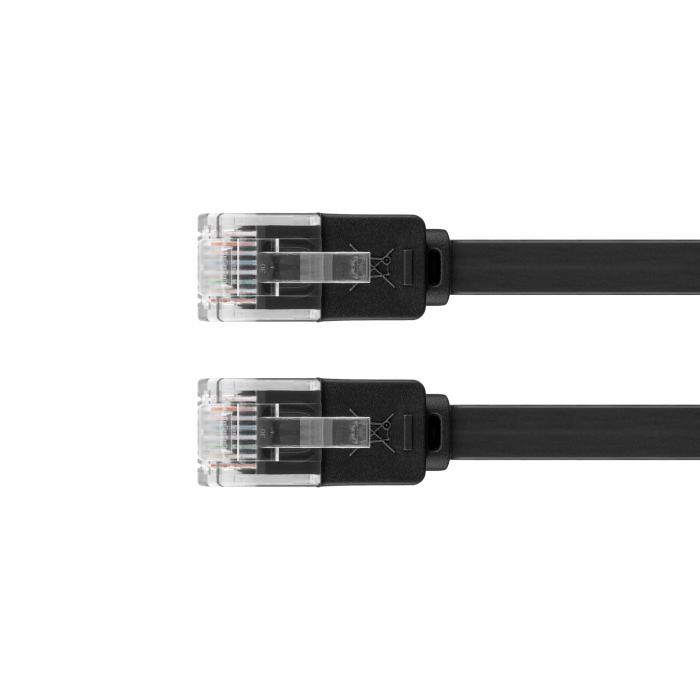 Buy UTP Cat6 flat patch cable 7m black Cu at the right price @ electrokit