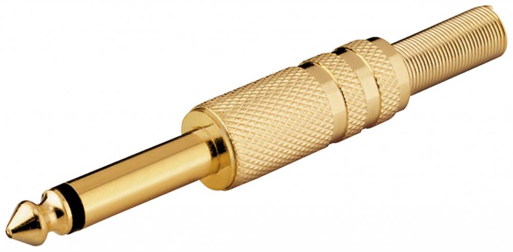 Buy 6.3mm plug metal mono gold at the right price @ electrokit