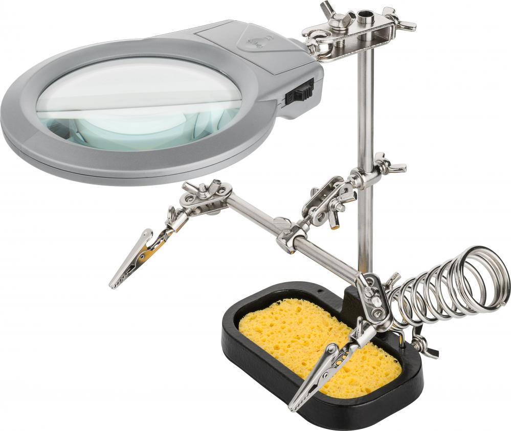 Buy Helping hand with magnifier and light at the right price @ electrokit