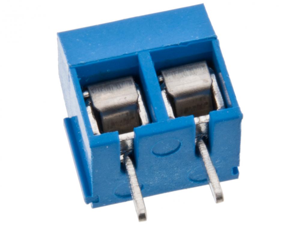 Köp Skruvplint 5mm 2-pol blå till rätt pris @ electrokit