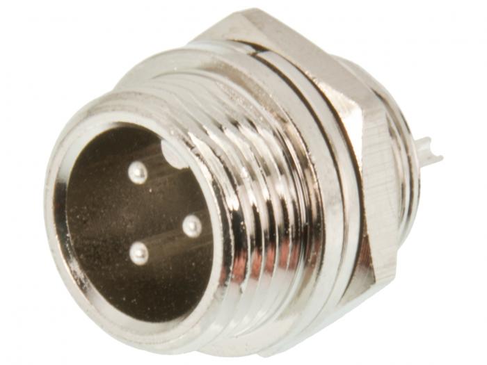 Buy Connector GX12 plug 3-pin chassi at the right price @ electrokit
