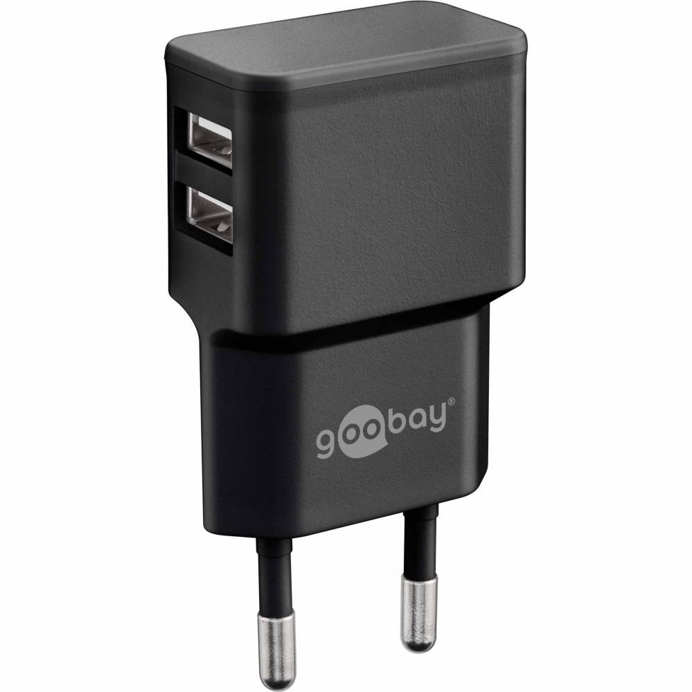 USB-laddare 12W 2.4A med micro-USB svart | electrokit.com