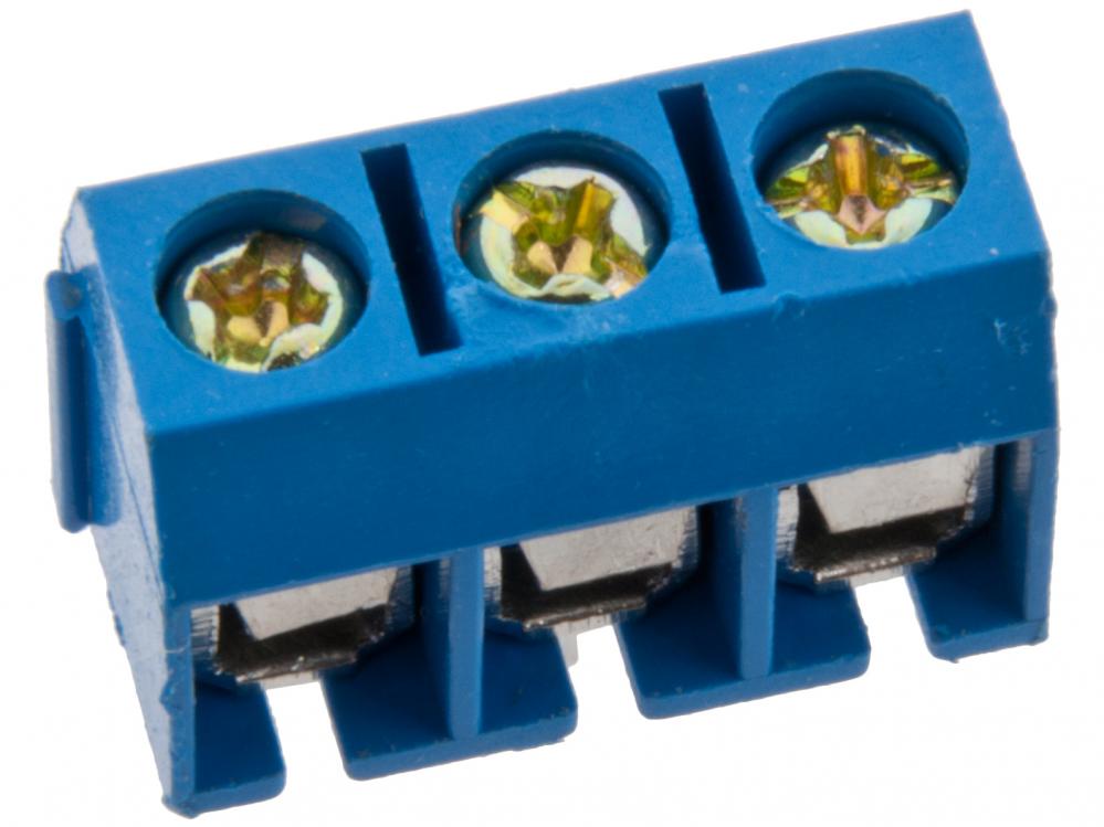 Köp Skruvplint 5mm 3-pol blå till rätt pris @ electrokit
