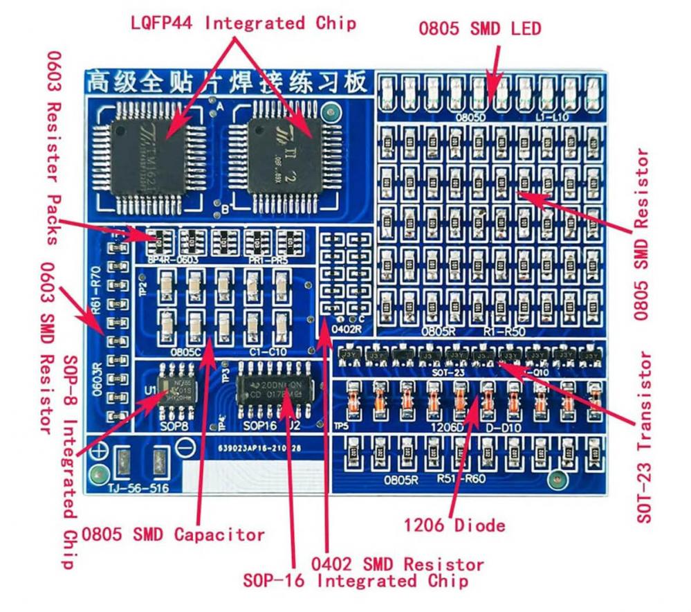Buy SMD soldering practice - 149 components at the right price @ electrokit
