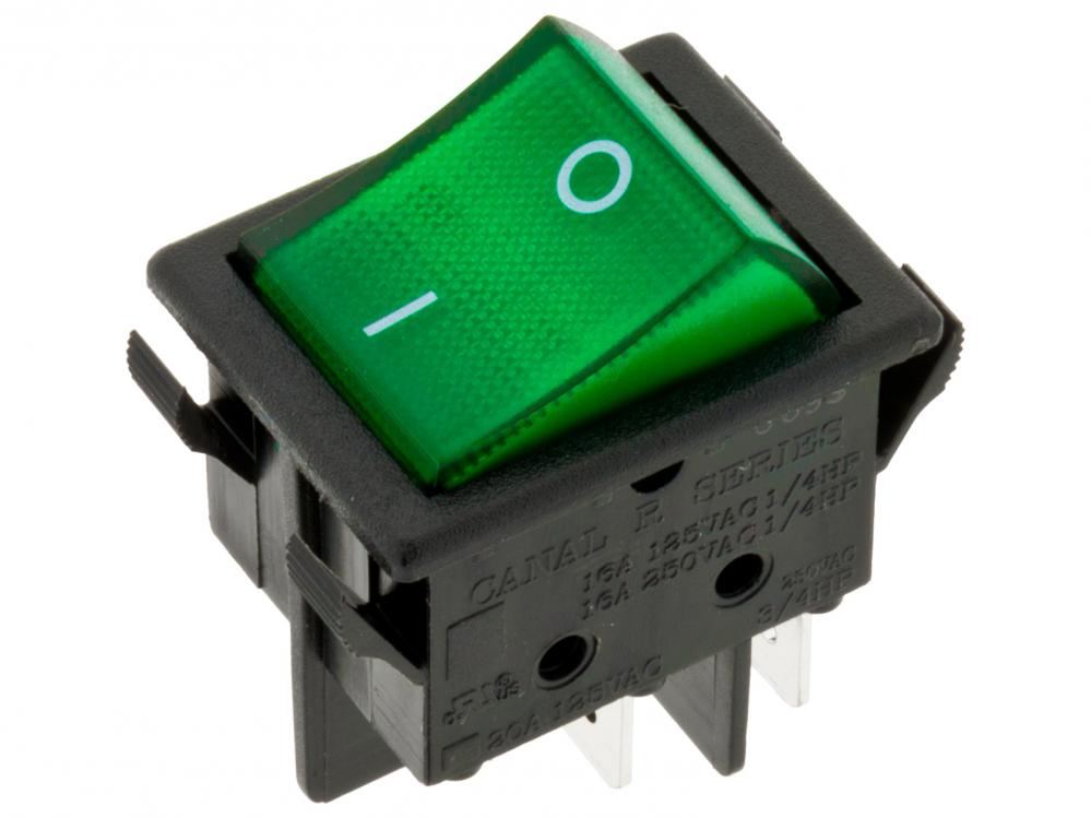 Buy Rocker switch 2-p on-off green with light I/O at the right price ...