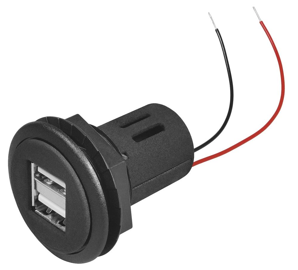 Köp Panelmonterat USB-uttag 2x 12-24VDC / 2x 5V 2.5A till rätt pris ...